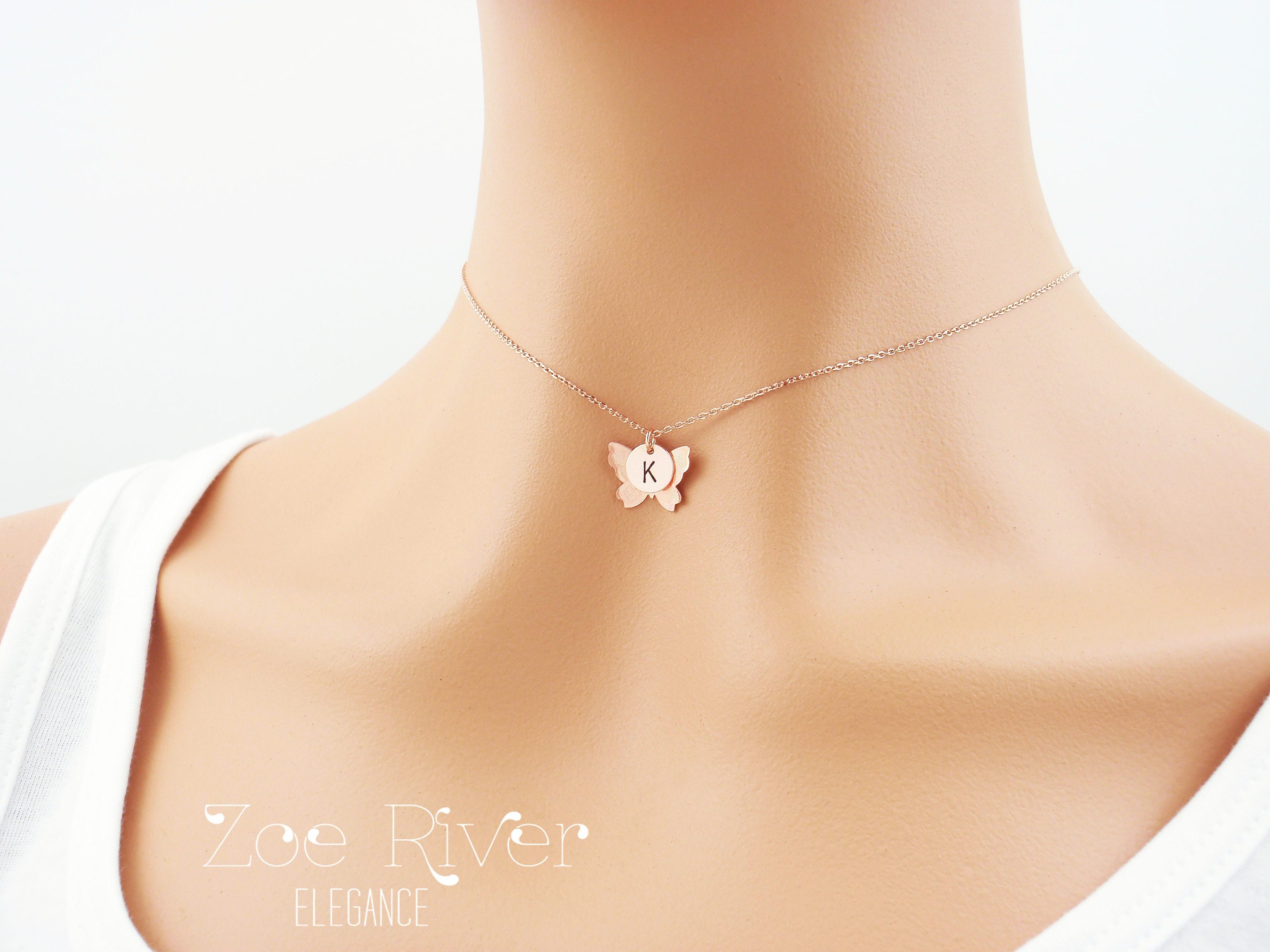 Personalized Butterfly Necklace. Choose Rose Gold, Silver or Gold ...