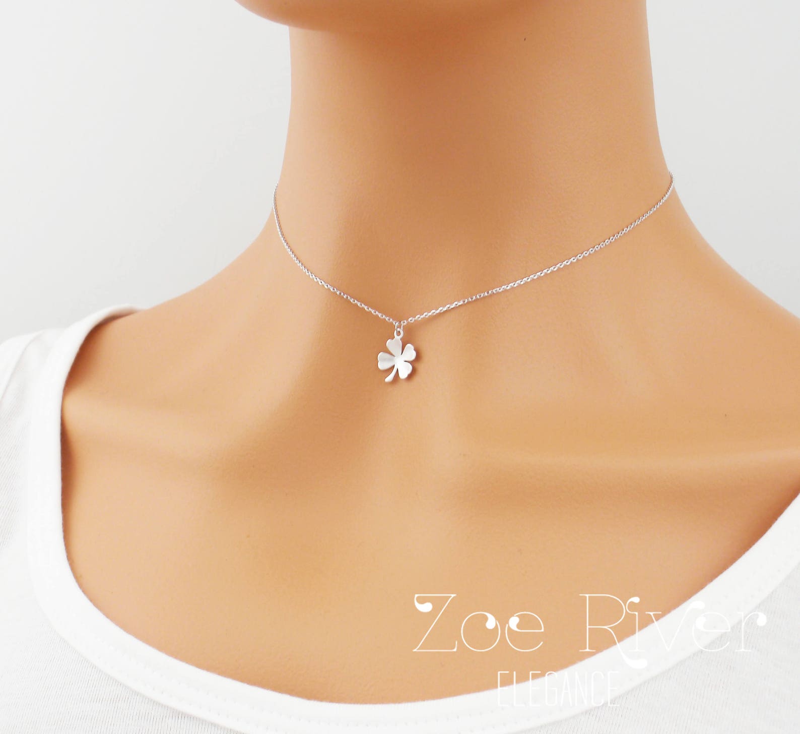 Choose Gold or Silver Clover 4 Leaf Choker Necklace. Silver - Etsy