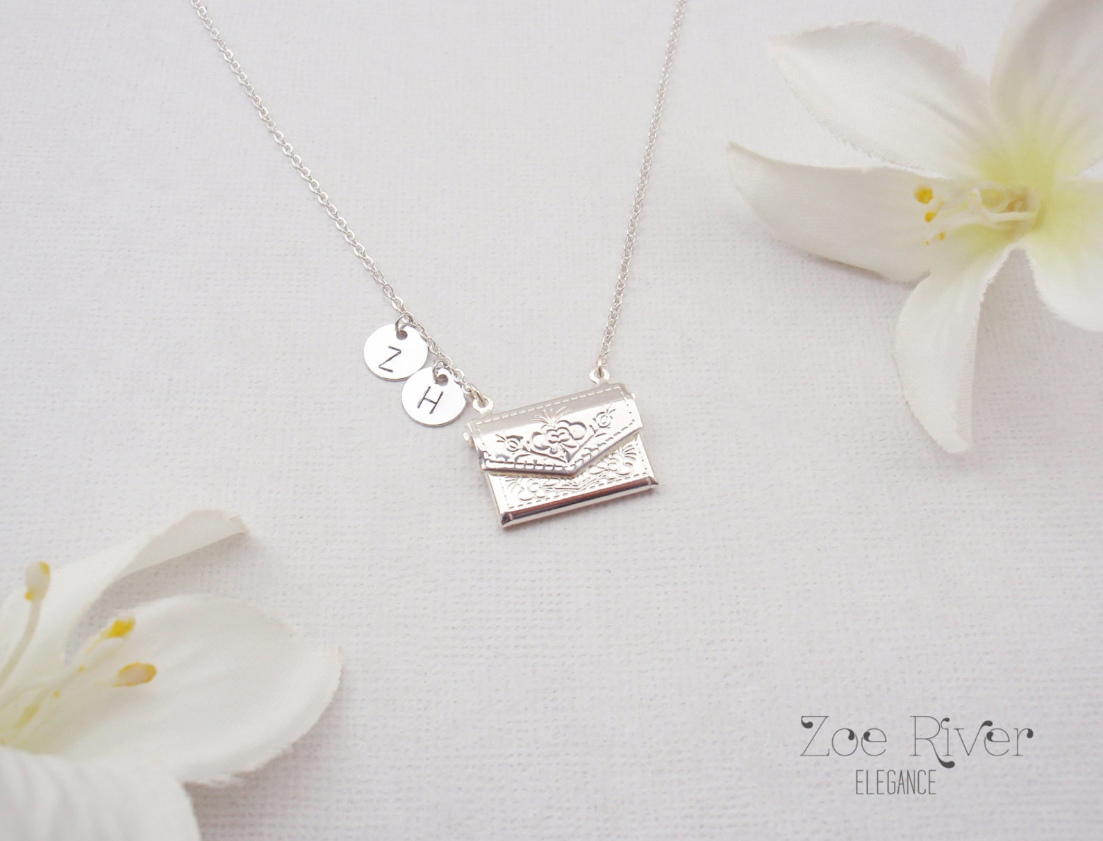 Choose Rose Gold Silver or Gold Envelope Locket Necklace. | Etsy