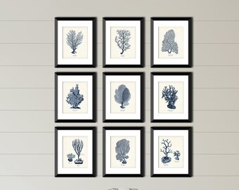 Nautical Art Print Set of 2 Navy Blue Coastal Art Posters | Etsy