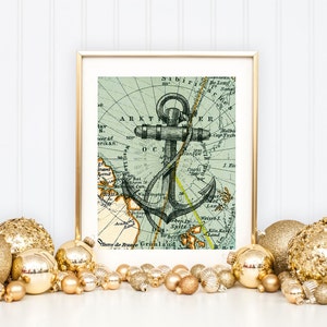 Nautical Map Anchor Print, Anchor Poster, Nautical Wall Hanging ...