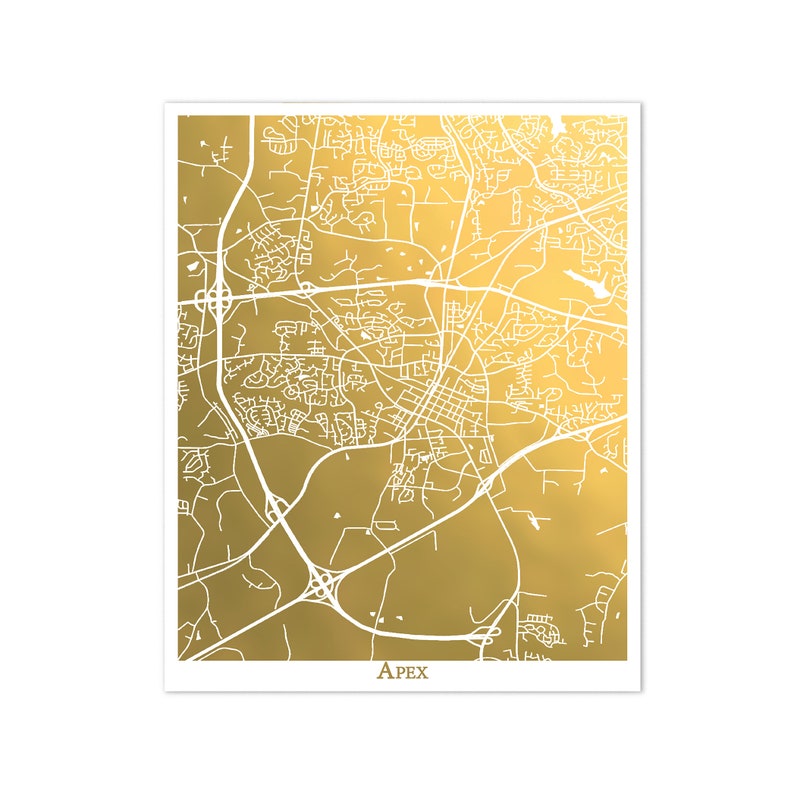 Apex NC Gold Foil Print Apex Map Metallic Map Poster Gift - Etsy