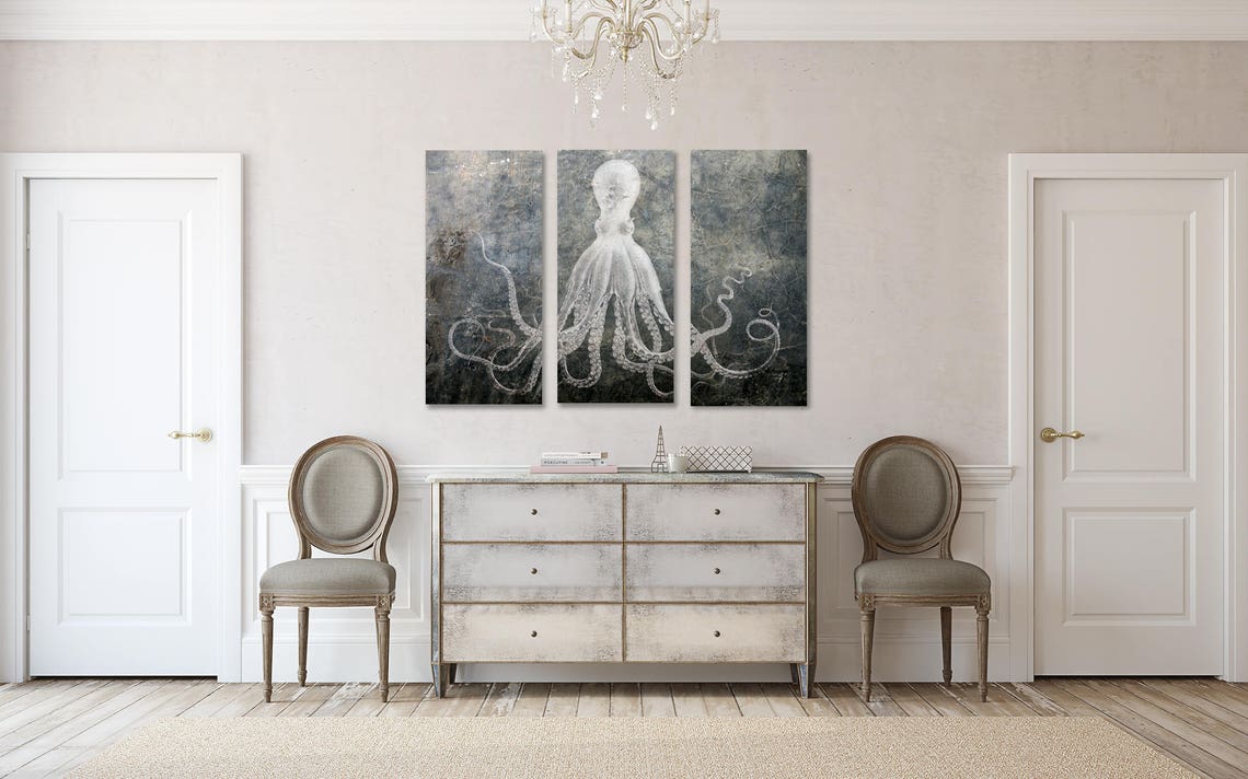 Octopus Triptych Octopus Art Industrial Art Concrete | Etsy