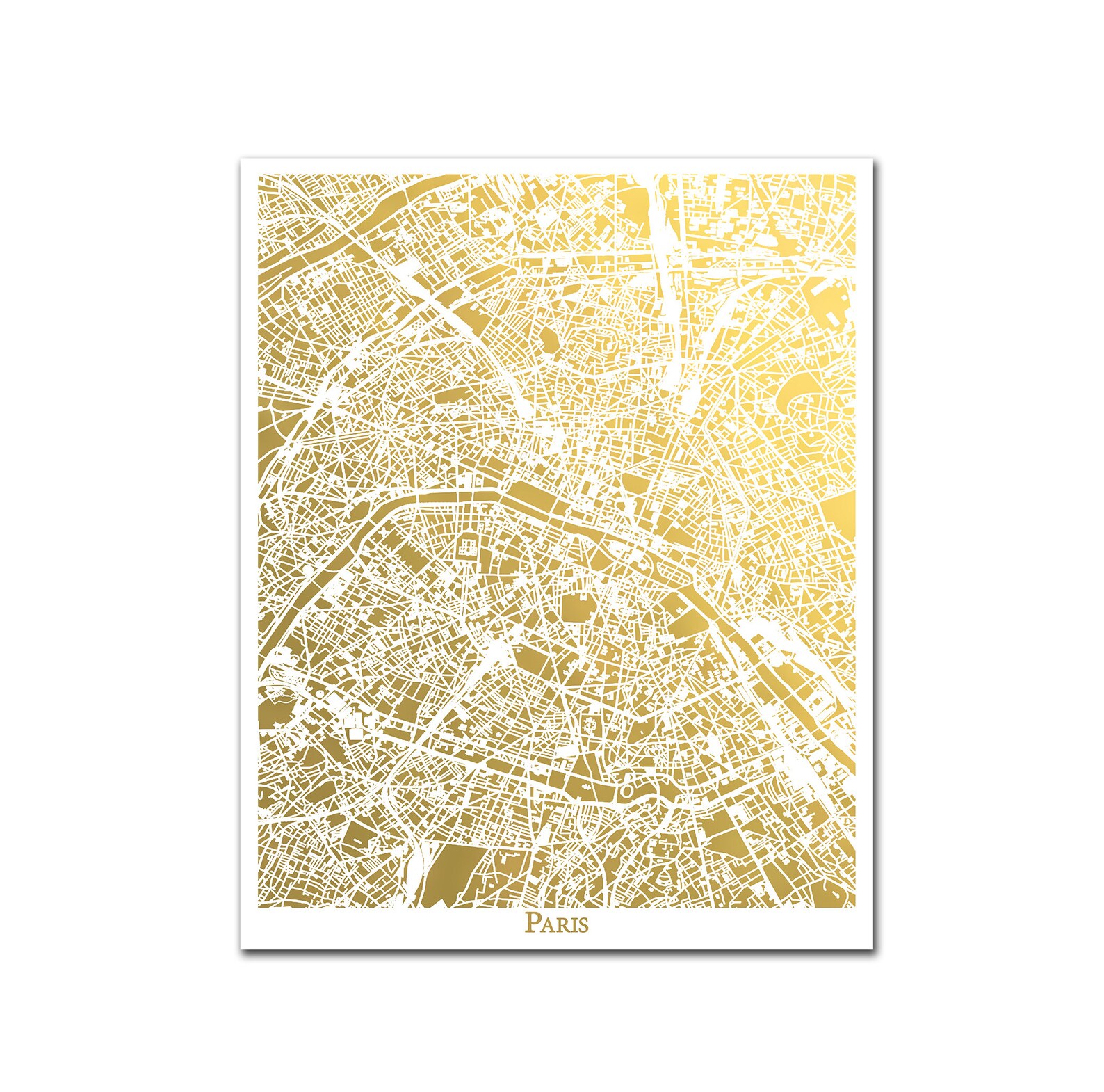 Paris Map Gold Foil Print Map of Paris France Gold Foil Map - Etsy