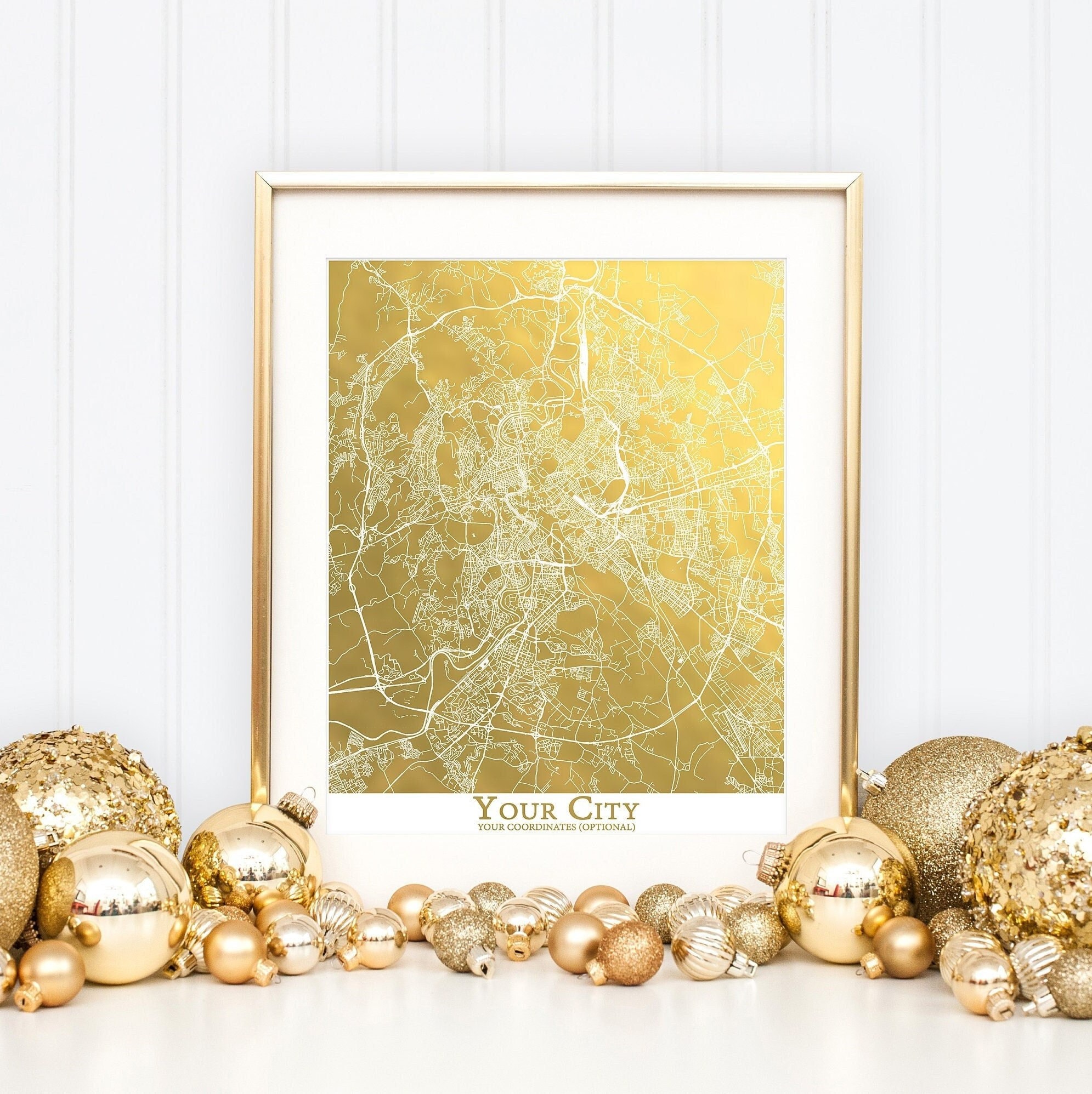 Custom Gold Foil City Map Print, Anniversary Gift, Housewarming or ...