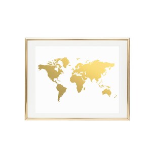 World Map Print, Gold Foil Map, Gold World Map, Gold Map Print, Map of ...