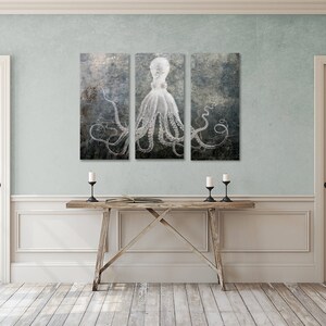 Octopus Triptych, Octopus Art, Industrial Art, Concrete Octopus Print ...