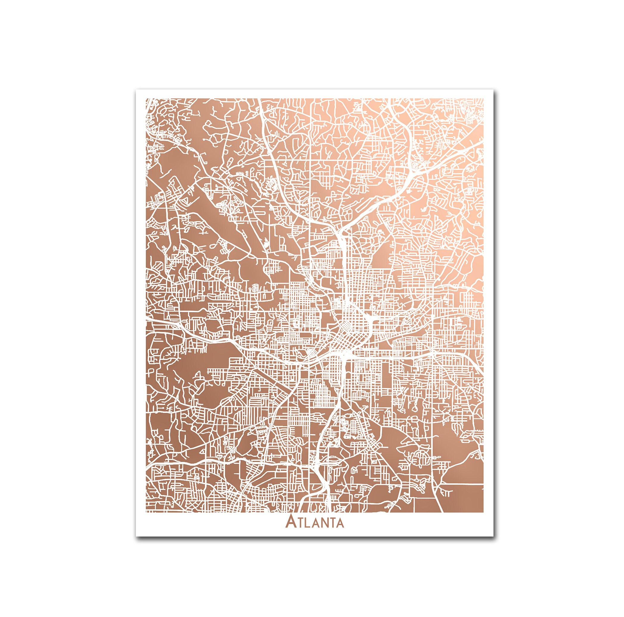 Mapa de Atlanta Mapa de Atlanta Georgia en mapa de lámina de - Etsy España