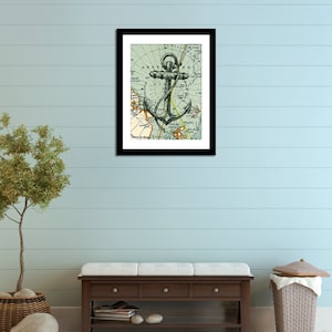 Nautical Map Anchor Print, Anchor Poster, Nautical Wall Hanging ...
