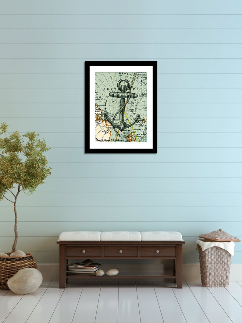 Nautical Map Anchor Print Anchor Poster Nautical Wall | Etsy