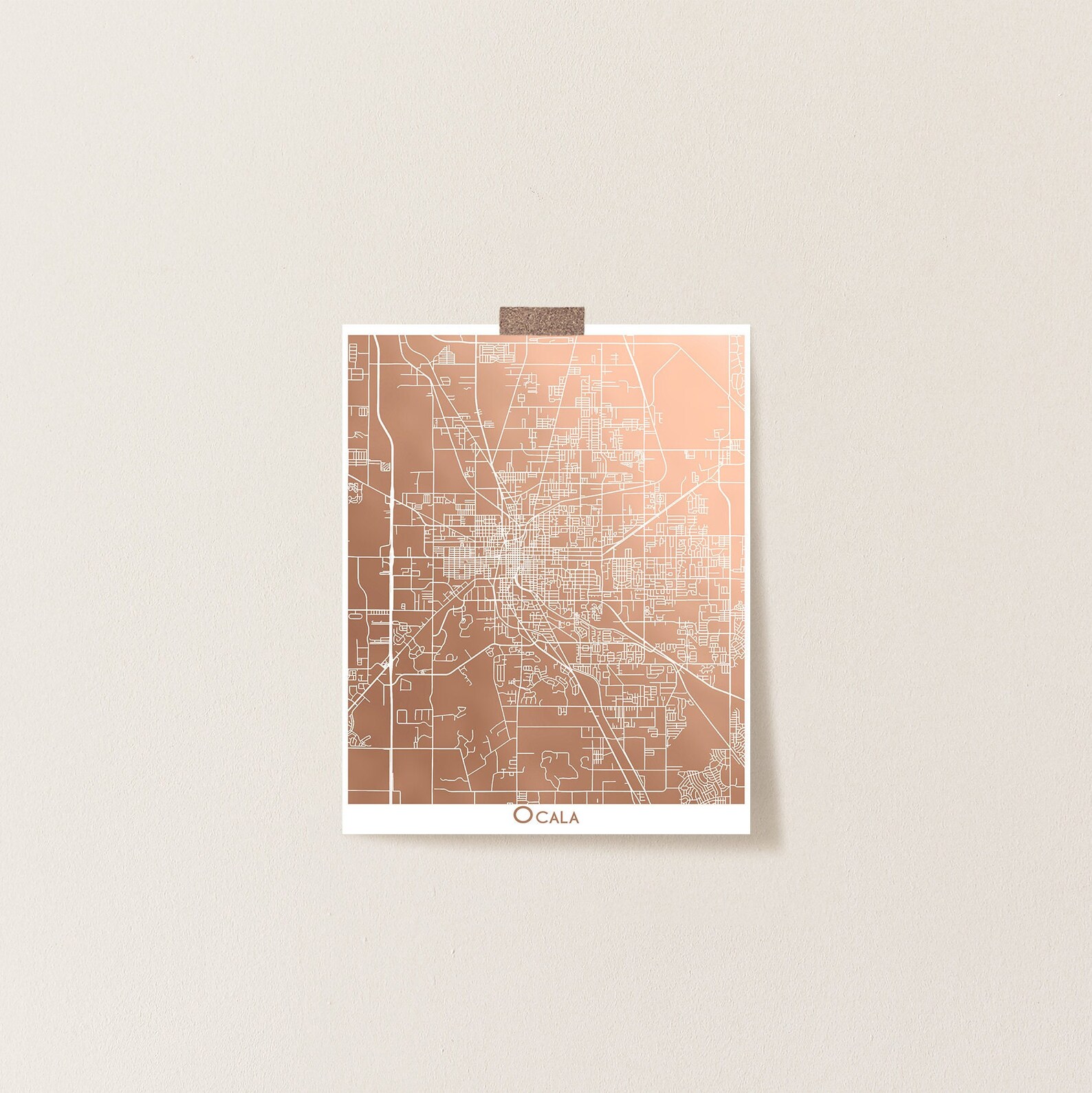 Ocala Map in Rose Gold Map of Ocala Florida Florida Horse | Etsy