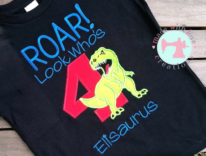 ROAR Look Who's 4 Dinosaur Birthday Shirt-dinosaur - Etsy