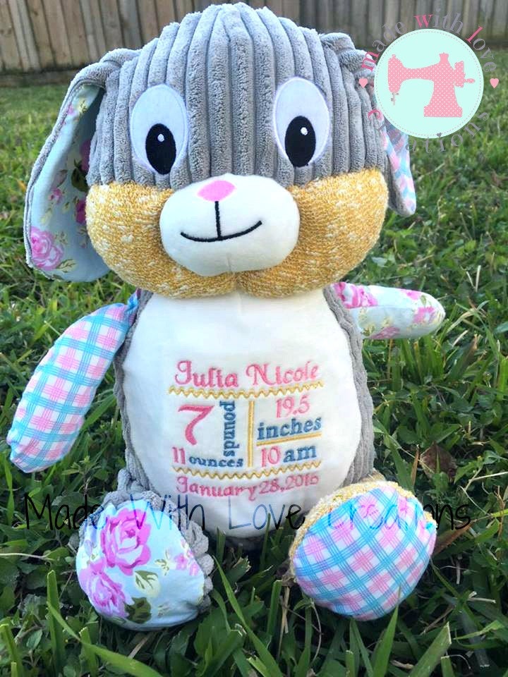 Rabbit Bunny Custom Embroidered Stuffed Animal | Etsy