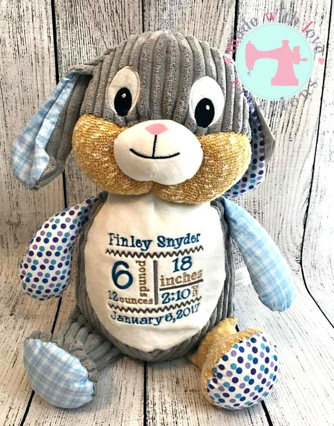 Rabbit Bunny Custom Embroidered Stuffed Animal | Etsy