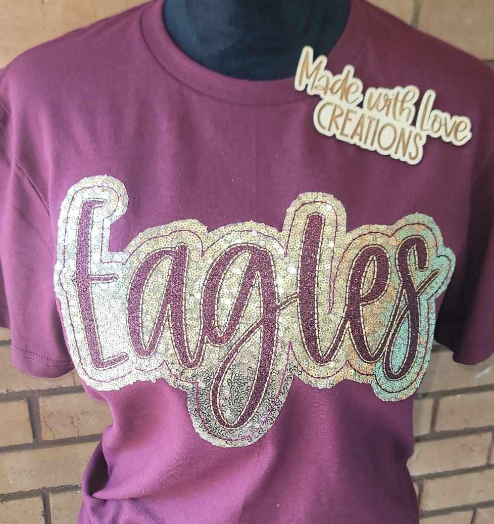 Embroidered Eagles Team Shirt, School Spirit, Game Day - Etsy