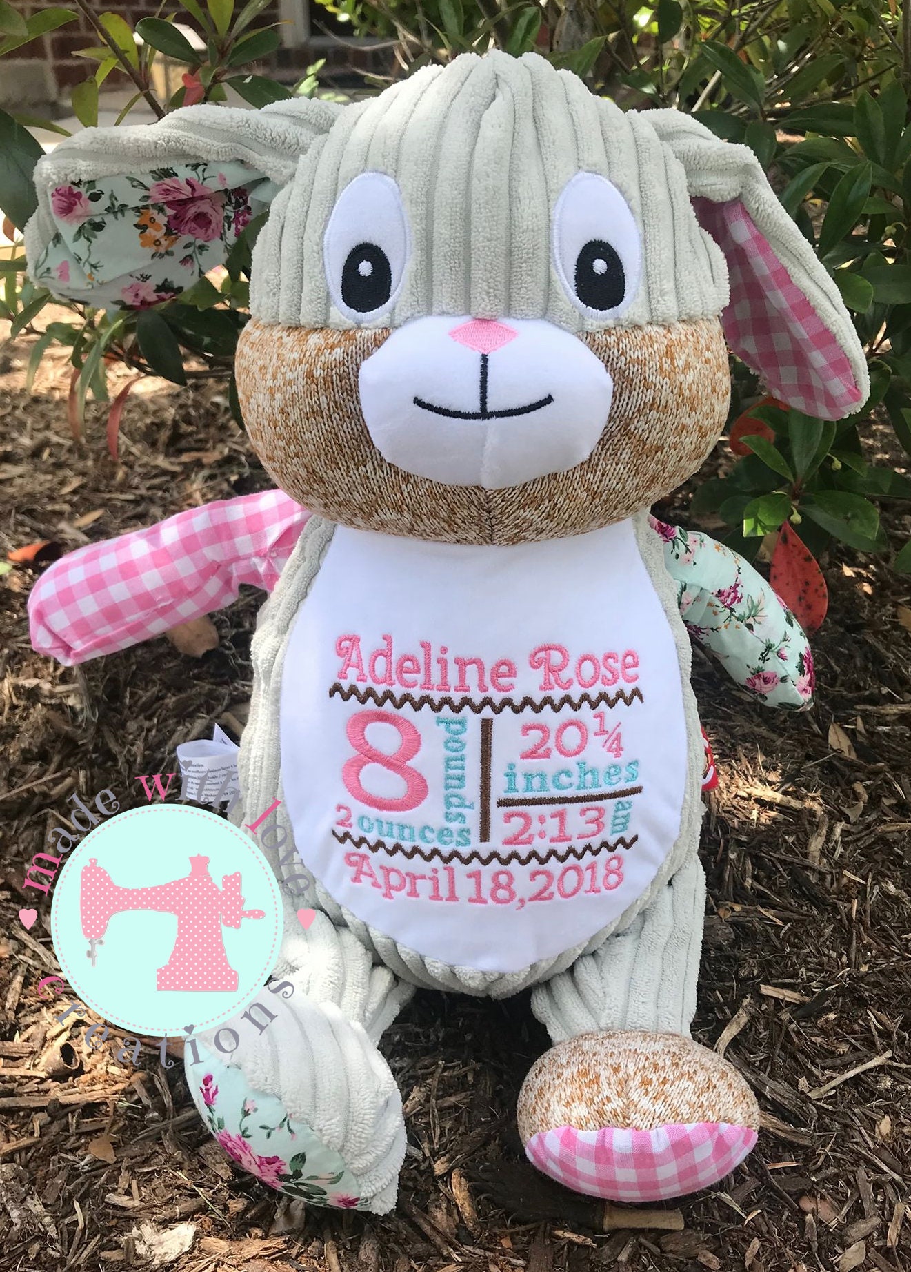 Rabbit Bunny Custom Embroidered Stuffed Animal | Etsy