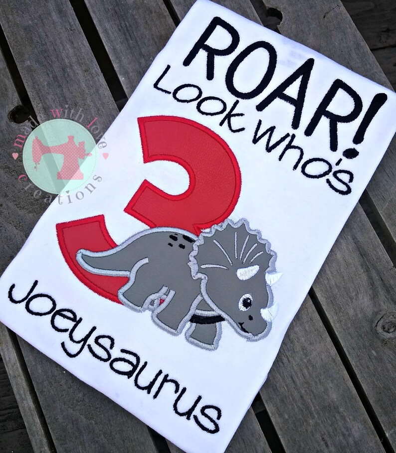 ROAR Look Who's 3 Dinosaur Birthday Shirt-dinosaur Birthday Shirt-dino ...