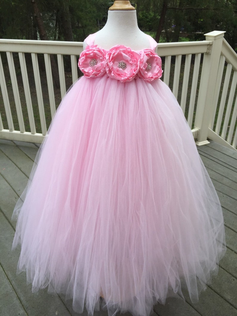 Pink Flower Girl Dress | Chic Flower Dress | Pink Tulle Dress | Wedding ...