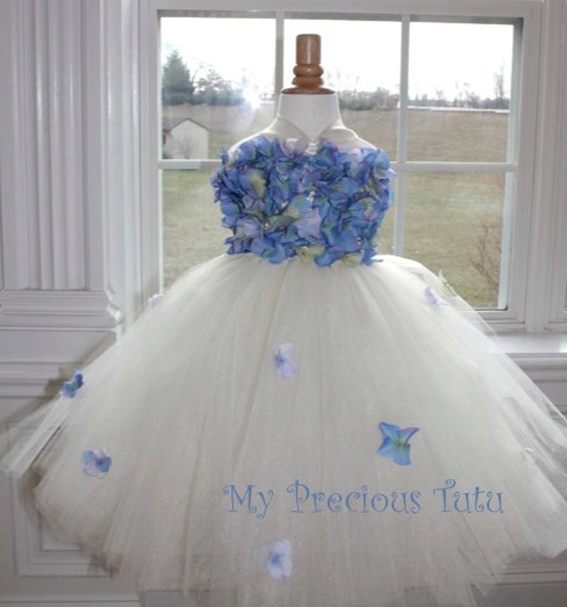 Blue Hydrangea Dress Blue Hydrangea Tutu Dress Ivory & Blue - Etsy