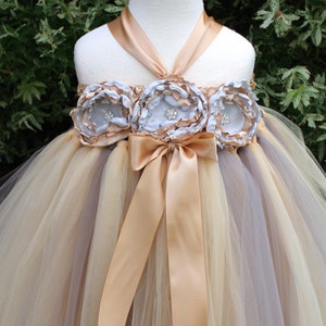Beige Flower Girl Dress, Flower Girl Dresses, Jr Bridesmaid Dress ...