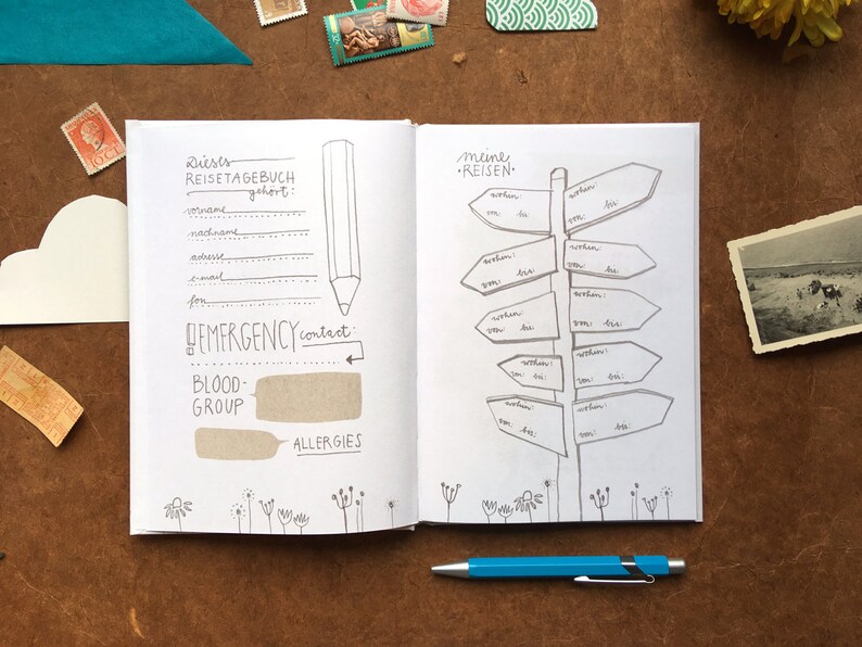 Travel Diary With Tasks My Great New Travel Life Diary A5 - Etsy