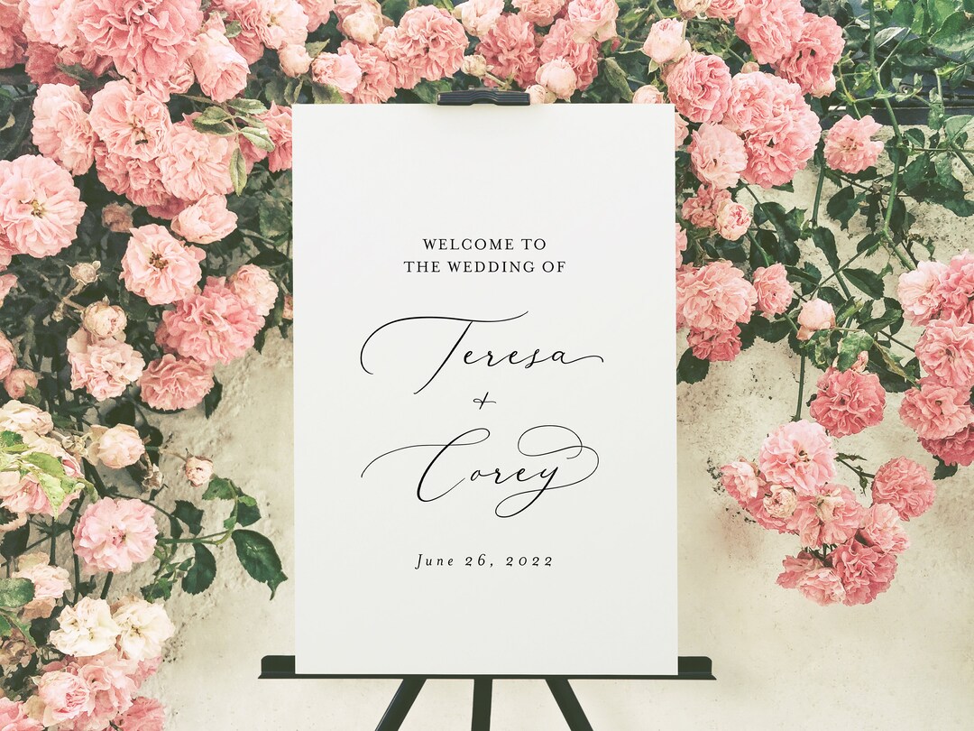 Personalized Wedding Welcome Sign: Romantic Script Poster - Etsy