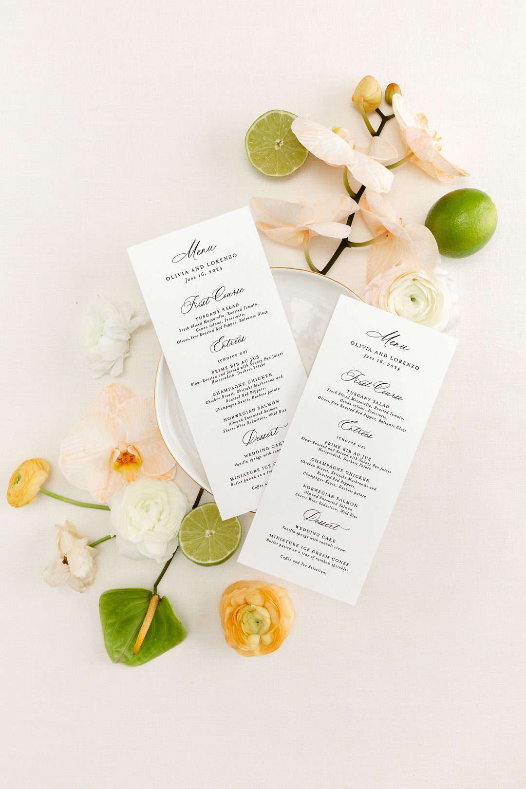 Traditional Wedding Menu Cards, Personalized Wedding Menu Cards - Etsy