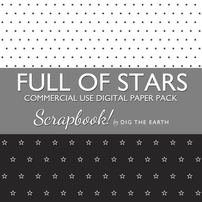 Star Wallpaper: Black and White Digital Paper Set (digital Download) - Etsy