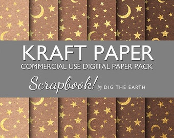 INSTANT DOWNLOAD Kraft Paper With Gold Hearts Digital Collage Sheets ...