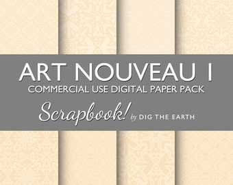 INSTANT DOWNLOAD Art Nouveau Wallpaper Digital Collage Sheets 12x12 ...