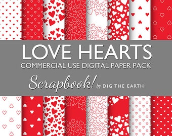 Instant Download Love Hearts Wallpaper Digital Collage Sheets 12x12 ...
