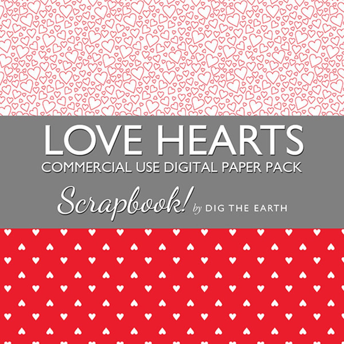 Instant Download Love Hearts Wallpaper Digital Collage Sheets 12x12 ...
