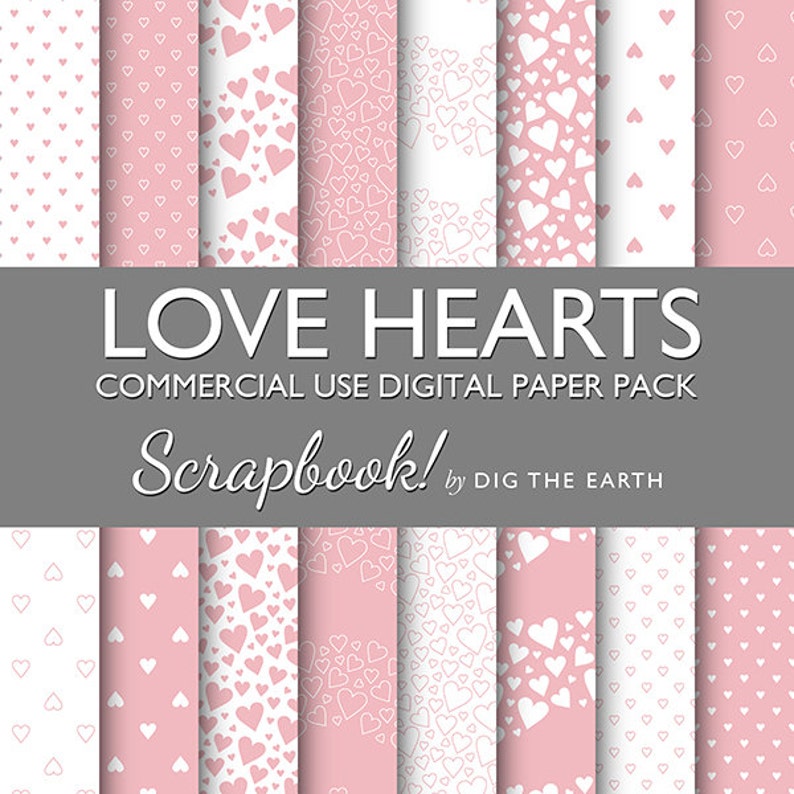 Instant Download Love Hearts Wallpaper Digital Collage Sheets 12x12 ...