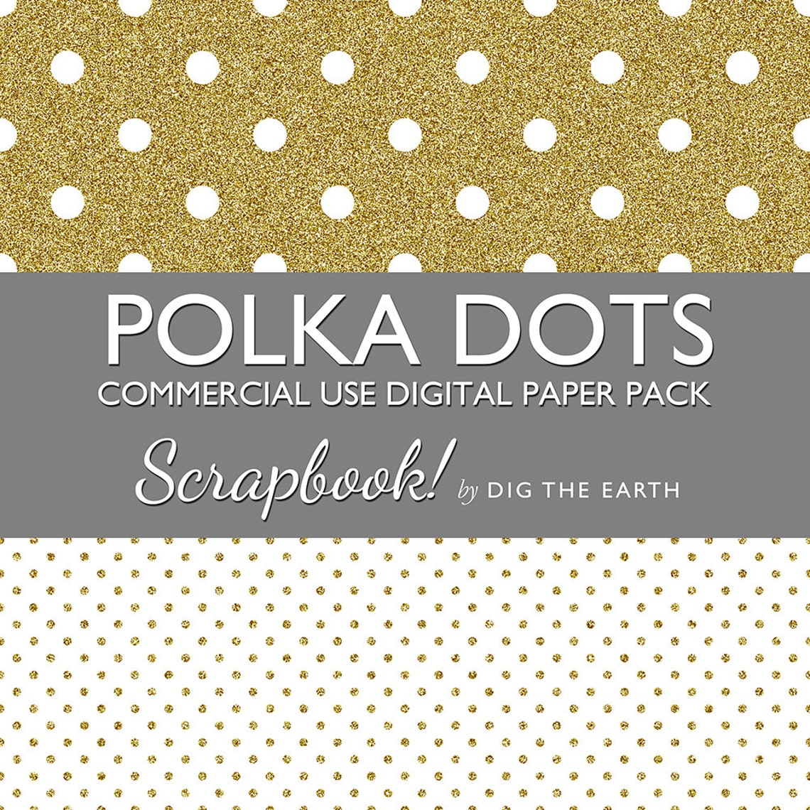 INSTANT DOWNLOAD Gold Glitter Polka Dots Digital Paper 12x12 Inch Set ...
