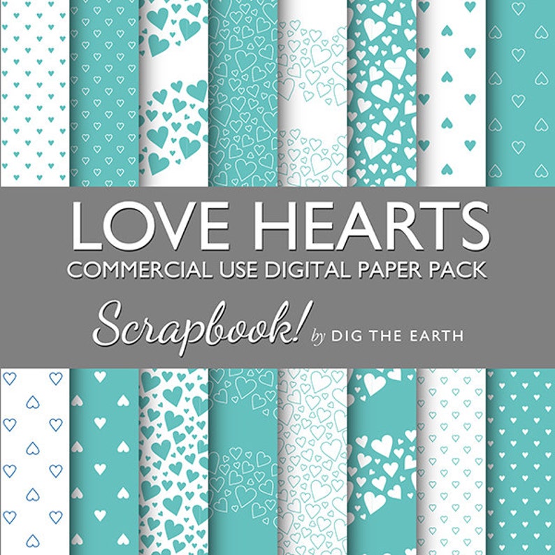 Instant Download Love Hearts Wallpaper Digital Collage Sheets 12x12 ...