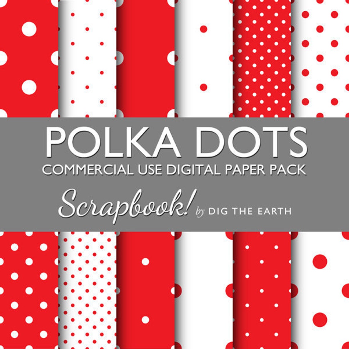 INSTANT DOWNLOAD Polka Dots Digital Collage Sheets 12x12 Inch Set of 12 ...