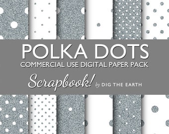INSTANT DOWNLOAD Gold Glitter Polka Dots Digital Paper 12x12 Inch Set ...