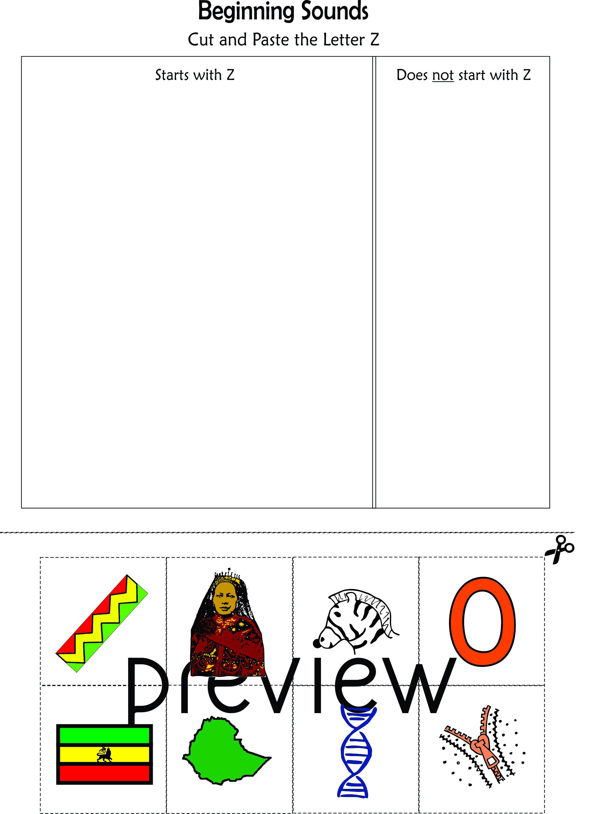 Beginning Sounds Worksheets For Kindergarten Cut And Paste