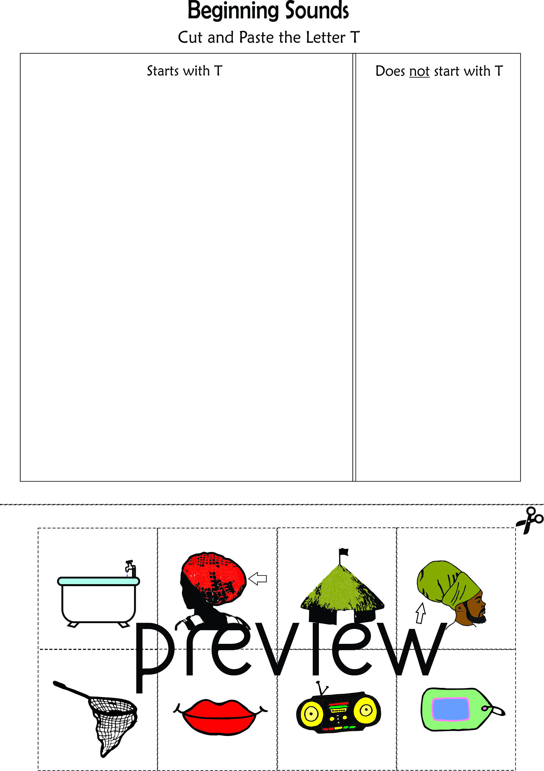 Beginning Sounds Cut And Paste Worksheets - Worksheet24