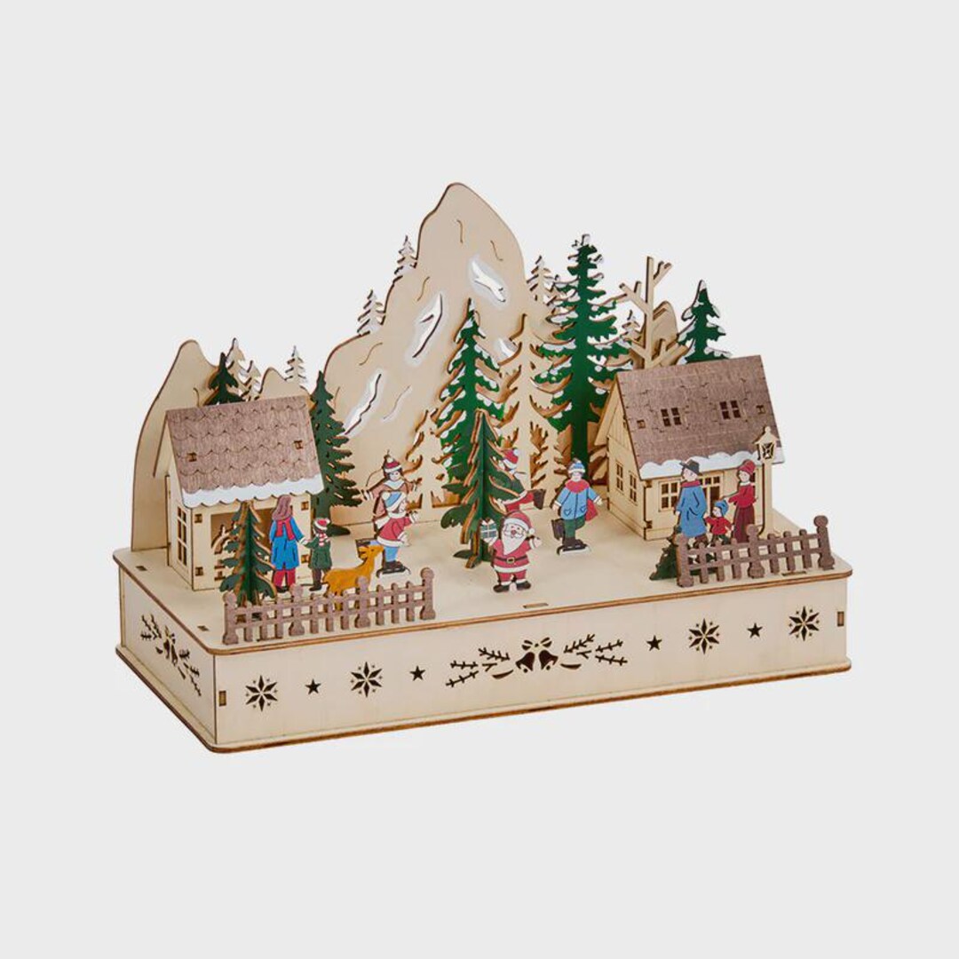 Musical Light up Wooden Christmas Scene - Etsy