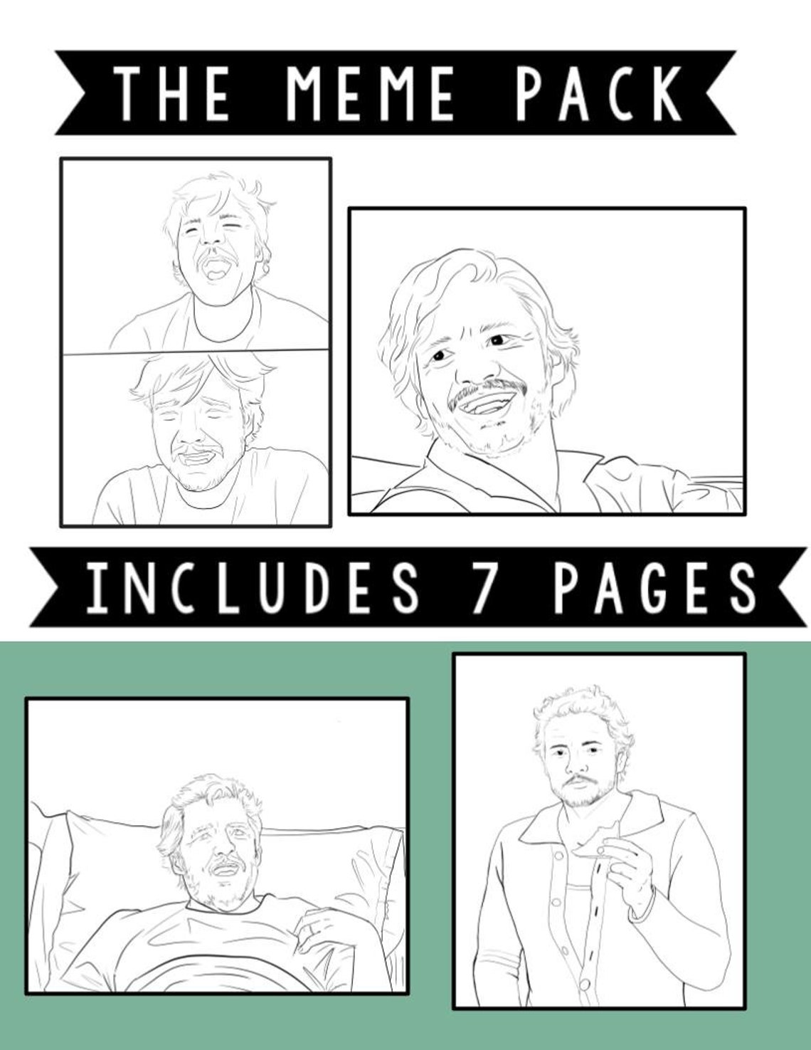 Printable or Digital Pedro Pascal Coloring Pages - Meme Pack Coloring ...