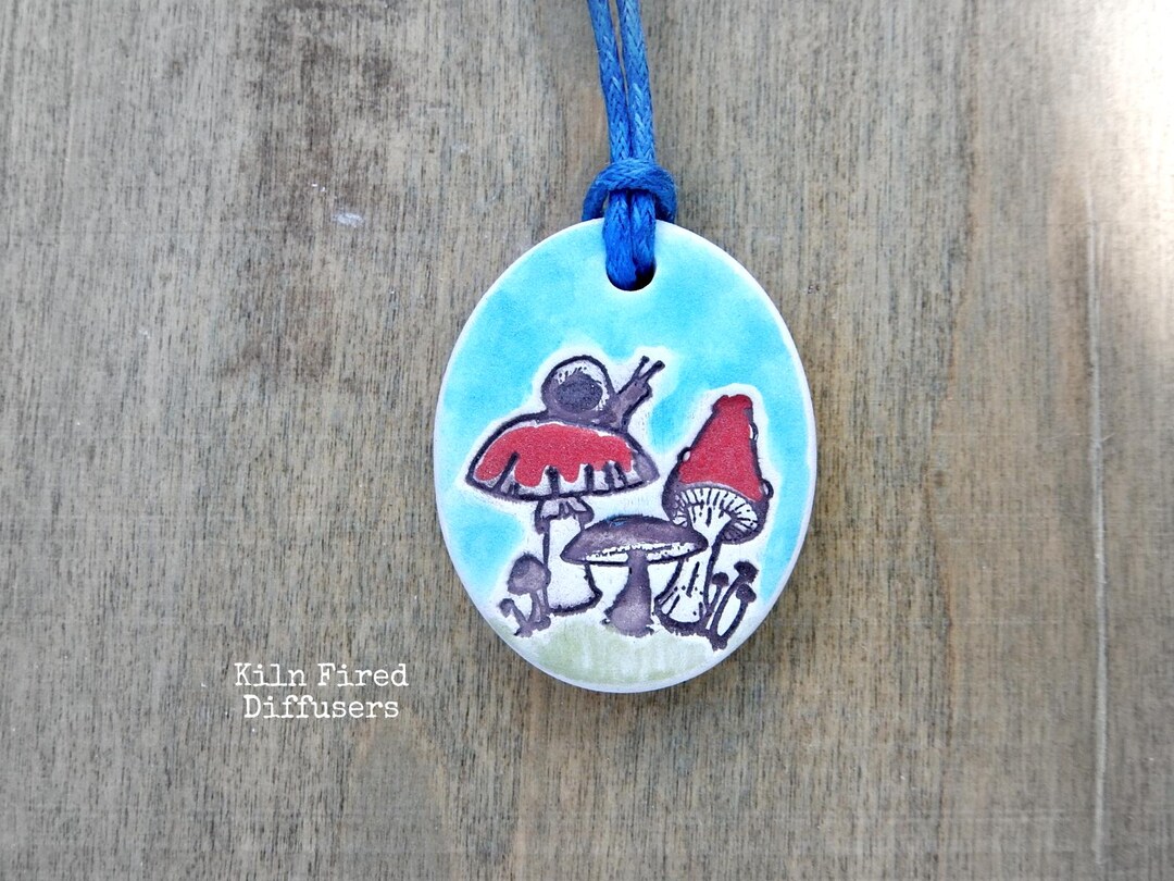Mushroom and Snail Aroma Essential Oil Diffuser Pendant for Necklace or ...