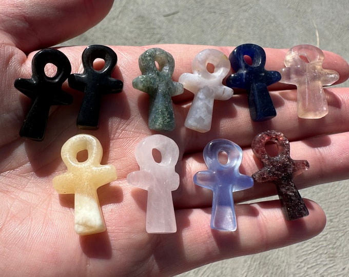Mini Egyptian Ankh Carvingsobsidian, Fluorite, Rose / Clear Quartz ...