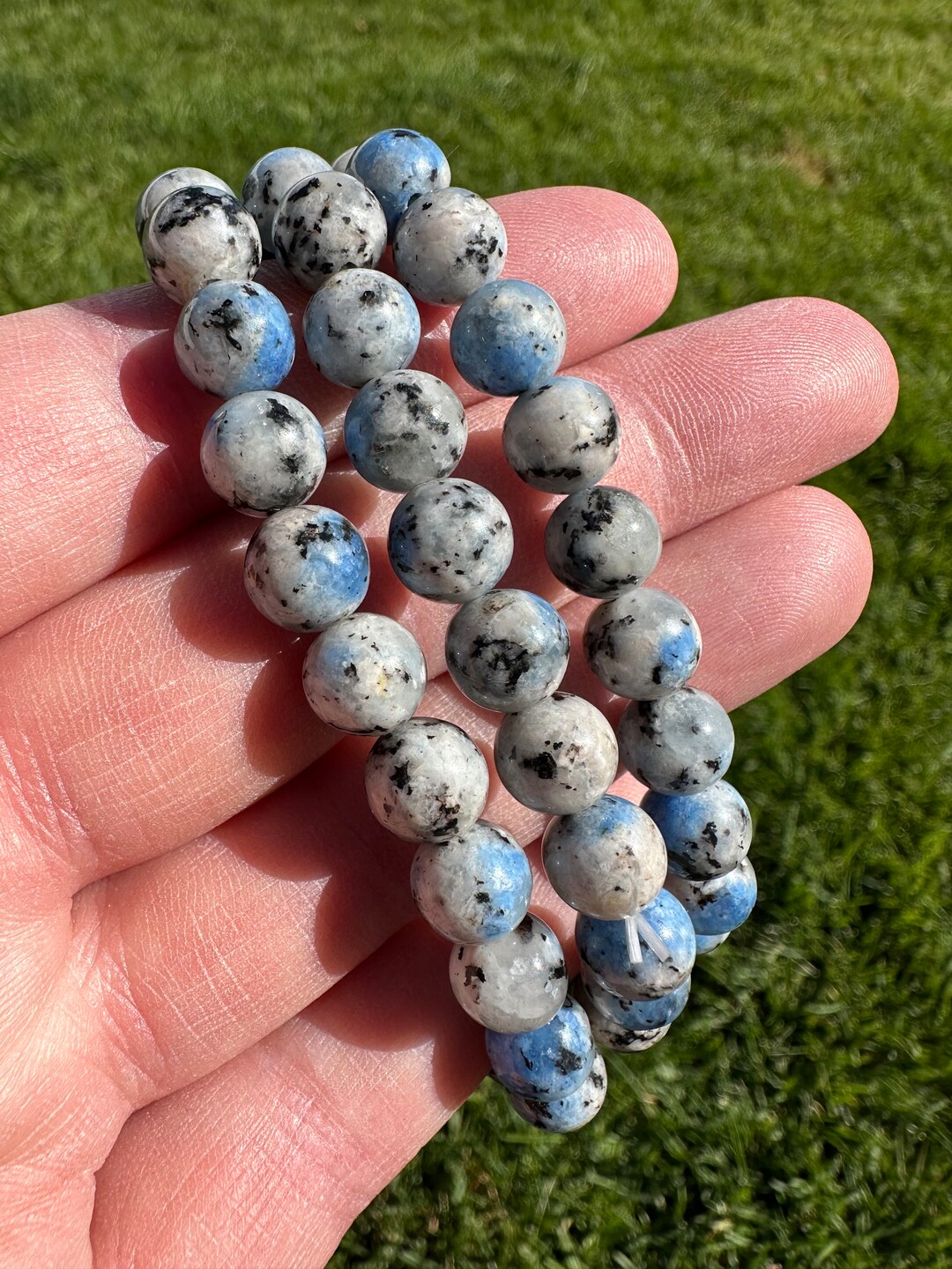 Blue & White K2 (granite and Azurite) Bracelets 8mm Beads - Etsy