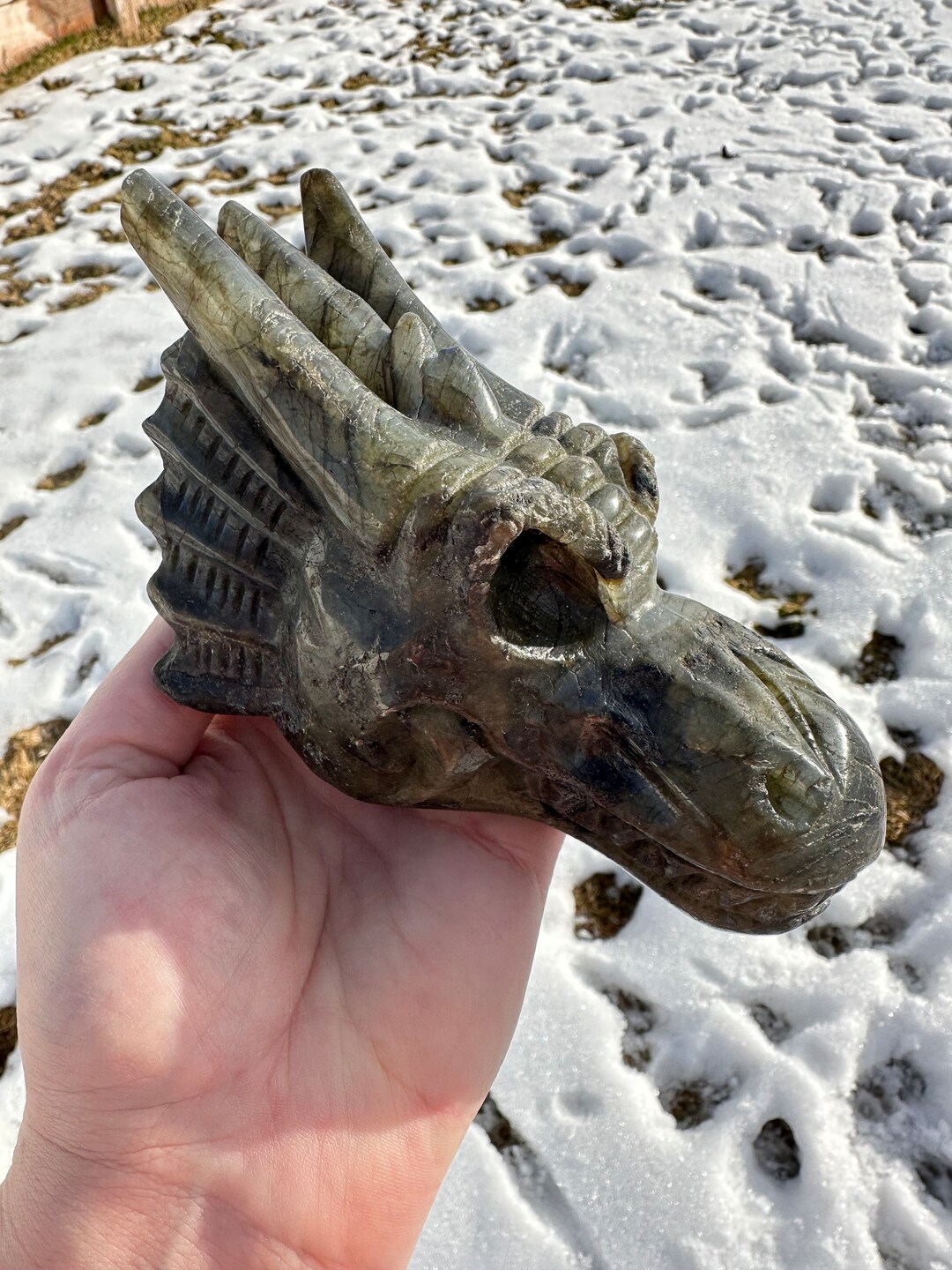 Large Labradorite Dragon Head Carving - Etsy