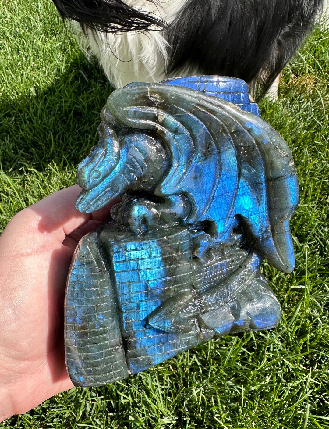 Epic Labradorite Dragon and Castle Carving - Etsy