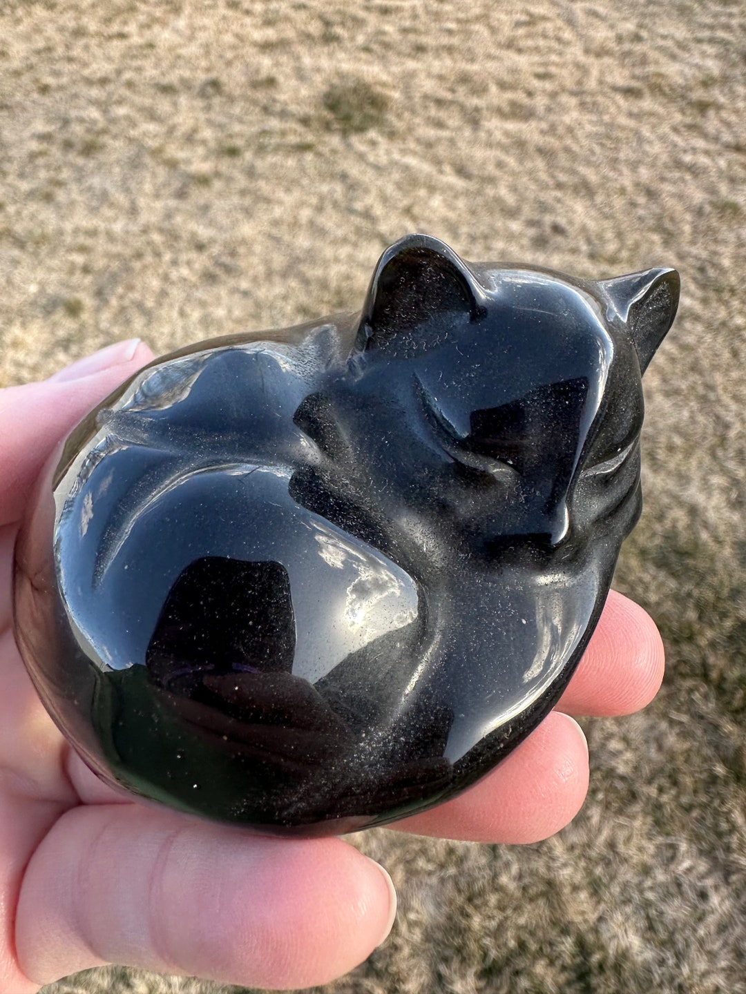 Gold Sheen Obsidian Large Sleeping Kitty Cat Carving - Etsy