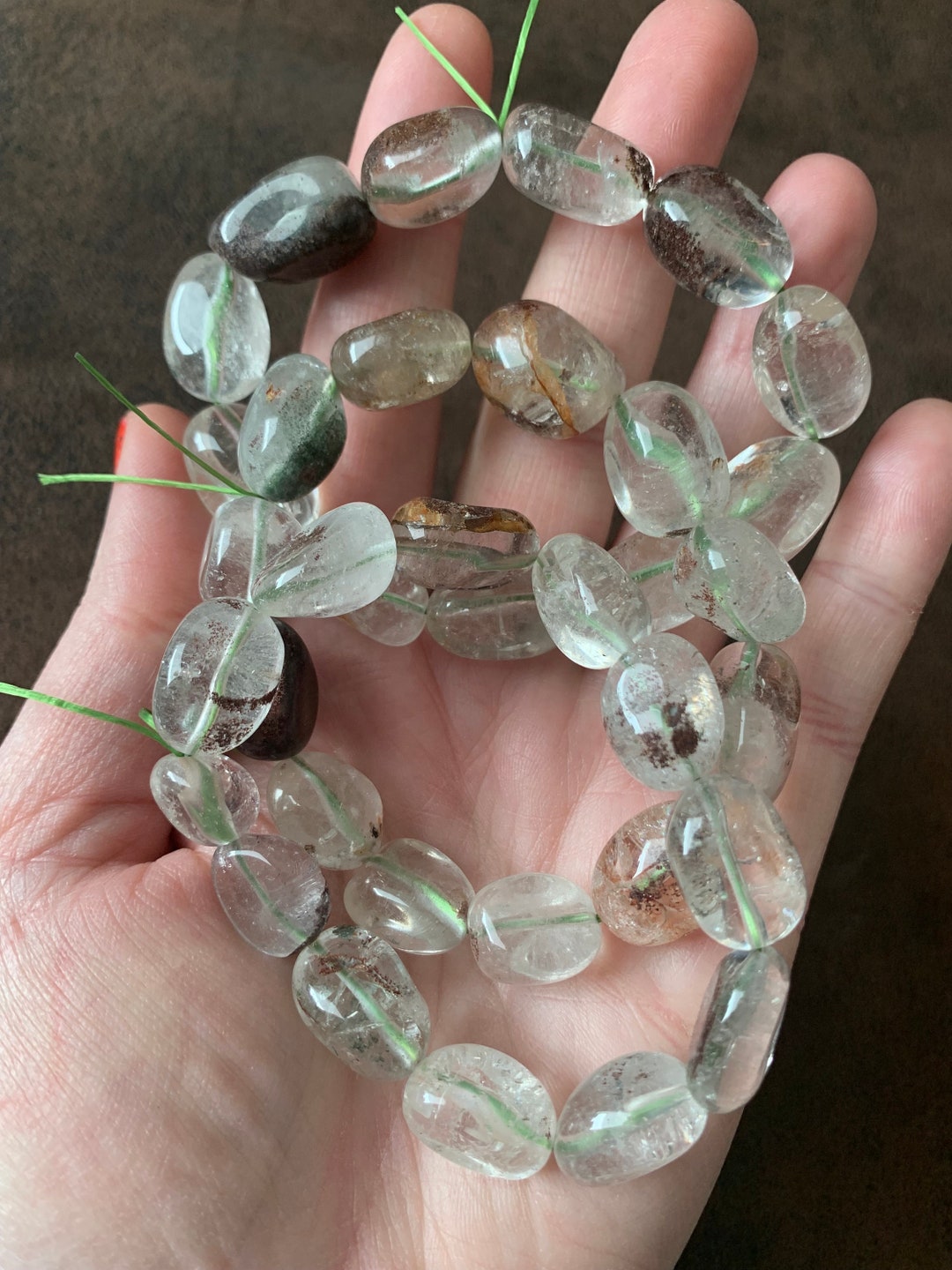 Tumbled Stone Garden Quartz Bracelet 15-18mm Beads - Etsy