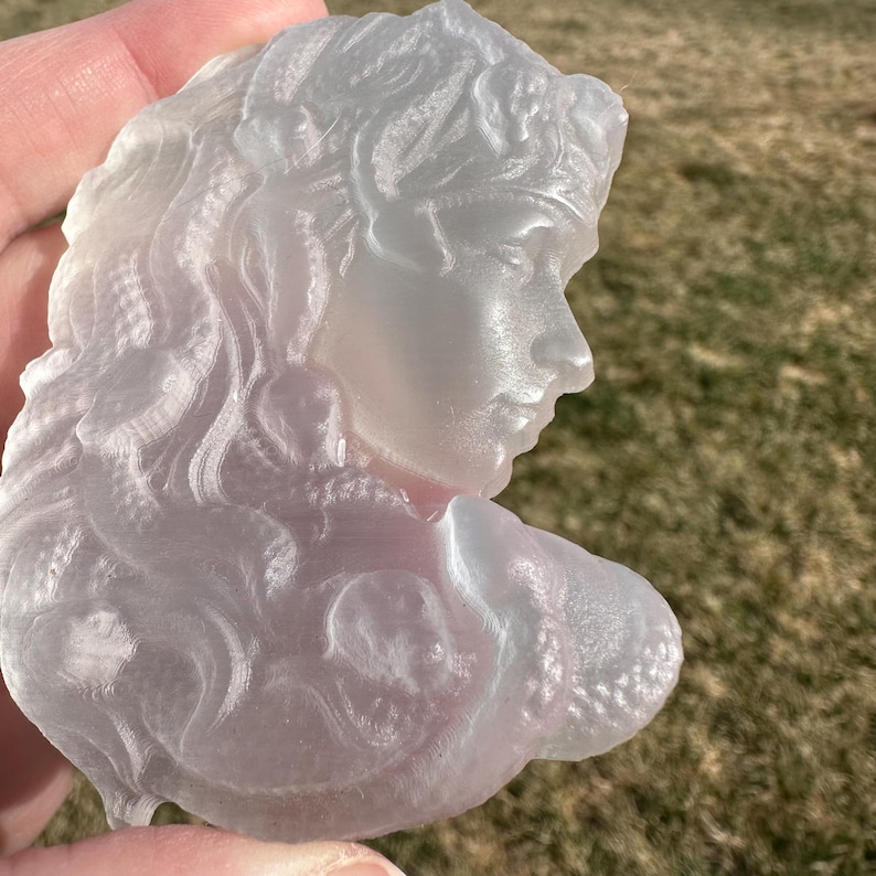 Satin Spar Selenite Medusa Head Carving - Etsy