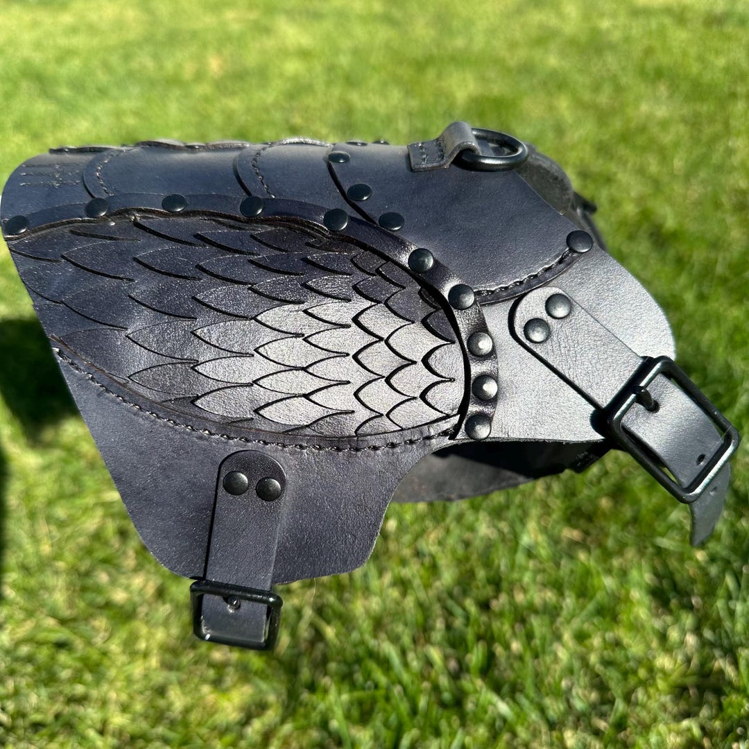 Extra Small—raven Leather Dog Harness Armor - Etsy